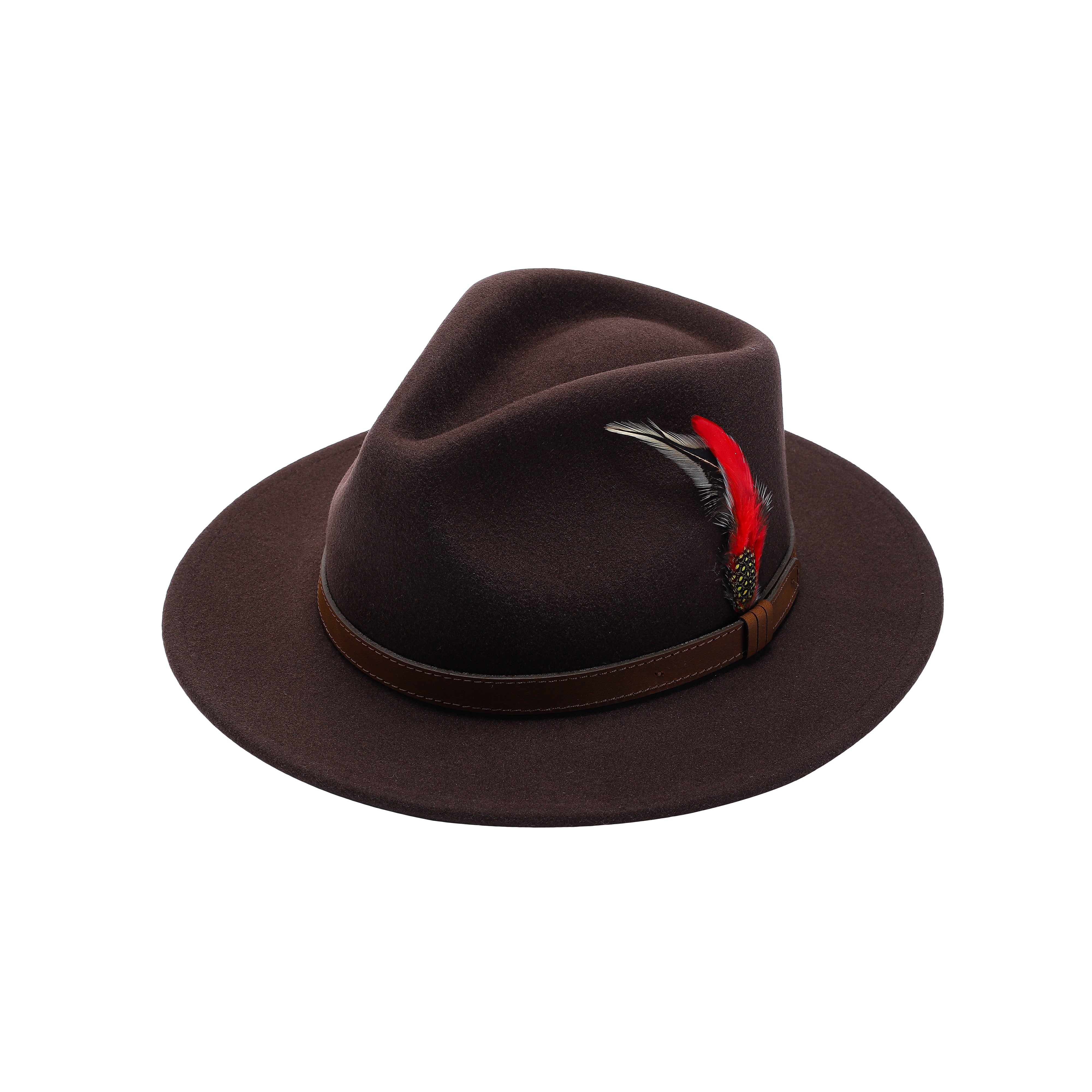 Premium Australian Wool Water Resistant Crushable Fedora Hat - Brown ...